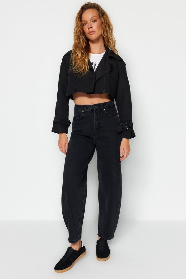 TRENDYOL BLACK HIGH WAIST BARREL JEANS