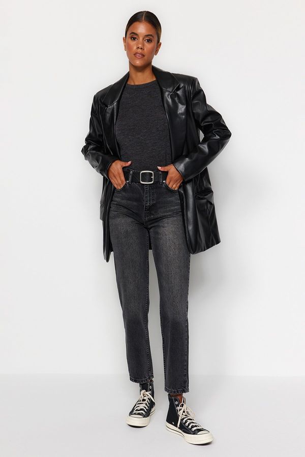 TRENDYOL BLACK HIGH WAIST MOM JEANS