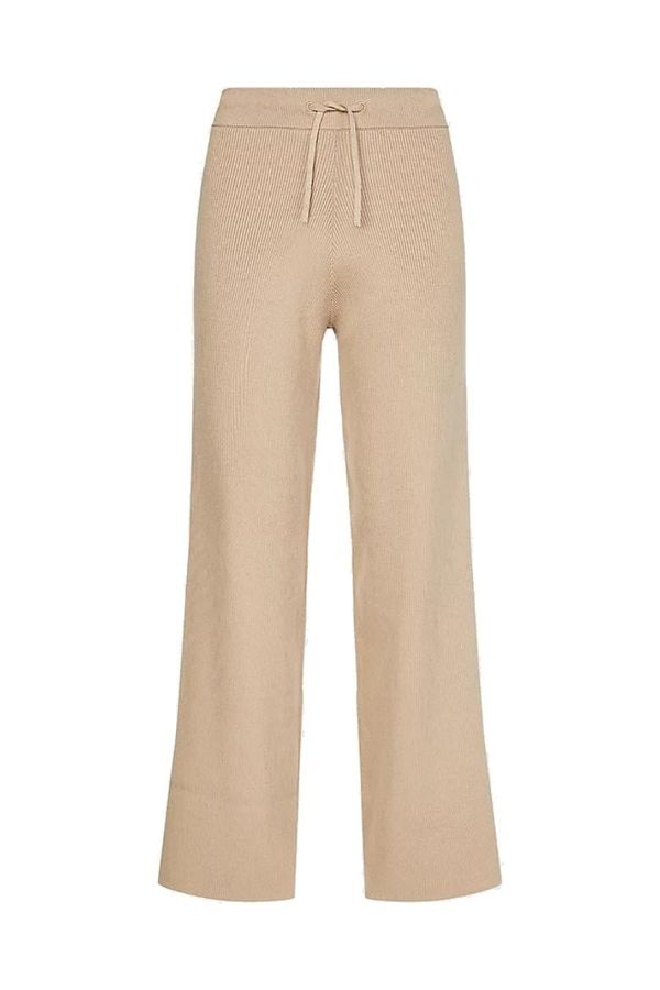 TOMMY HILFIGER TROUSERS - SOFT RIB WIDE LEG PANT BEIGE