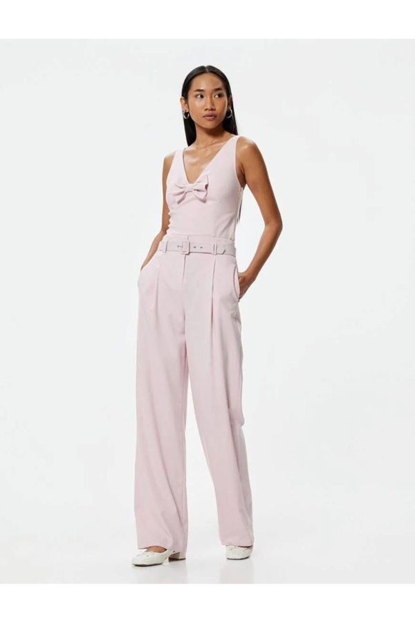 KOTON X TUBA ÜNSAL - PALAZZO TROUSERS WITH BELT AND POCKET PLEAT DETAIL