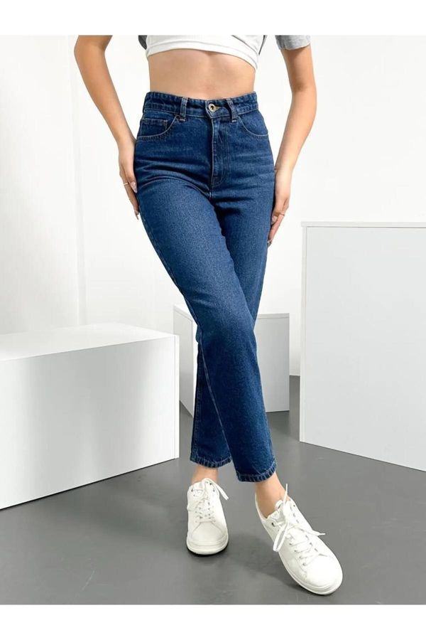 74092 DEWBERRY HLT MOM JEANS HIGH WAIST WOMEN JEANS-DARK BLUE
