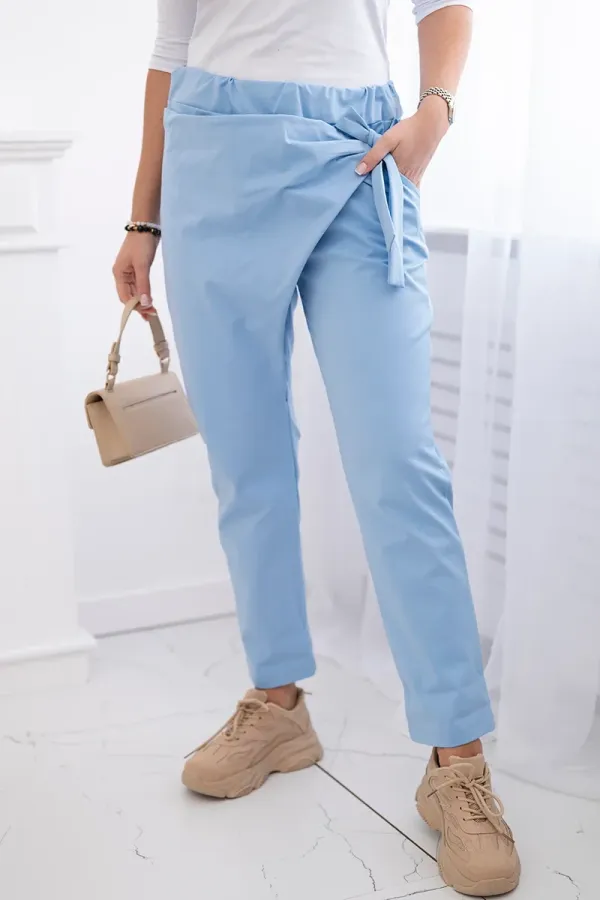 WŁOSKI TROUSERS TIED WITH AN ASYMMETRICAL FRONT BLUE