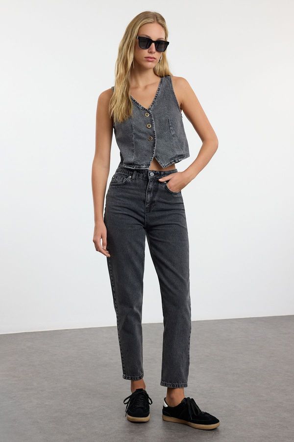 TRENDYOL BLACK HIGH WAIST MOM JEANS