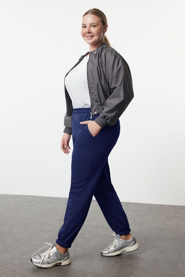 TRENDYOL CURVE NAVY BLUE ELASTIC LEG JOGGER KNITTED SWEATPANTS