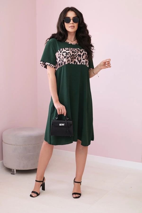 DARK GREEN DRESS WITH LEOPARD PRINT