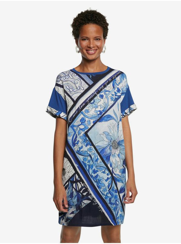 BLUE FLORAL DRESS DESIGUAL VEST SOLIMAR - WOMEN