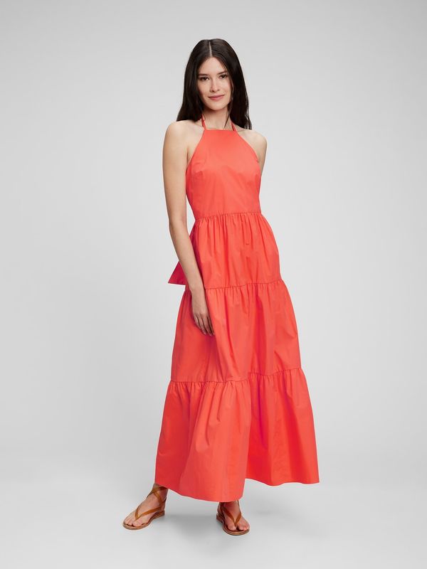 ORANGE WOMEN'S MAXI DRESS WITH BOW GAP