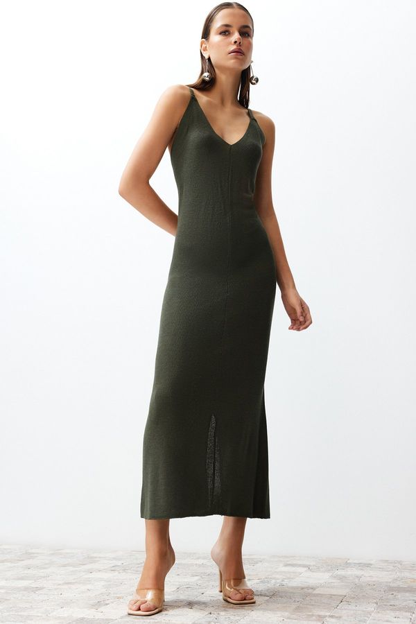 TRENDYOL KHAKI MAXI KNITWEAR BASIC DRESS