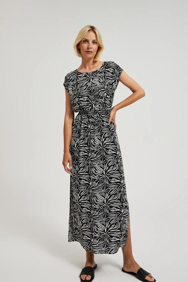 WOMEN'S PATTERNED MAXI DRESS MOODO - BLACK