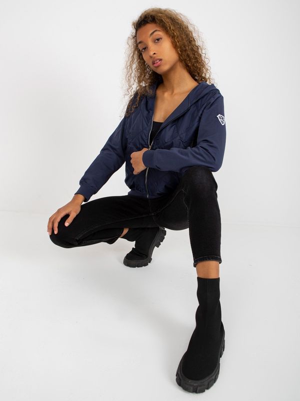 NAVY BLUE FEMALE BOMBER WITH HOOD RUE PARIS