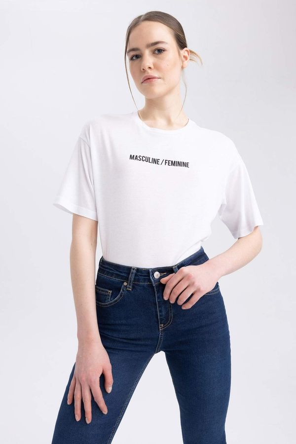 SORBE X DEFACTO CREW NECK SLOGAN PRINTED T-SHIRT