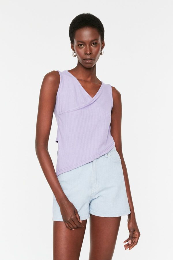 TRENDYOL LILAC ASYMMETRIC RIBBED KNITTED UNDERSHIRT