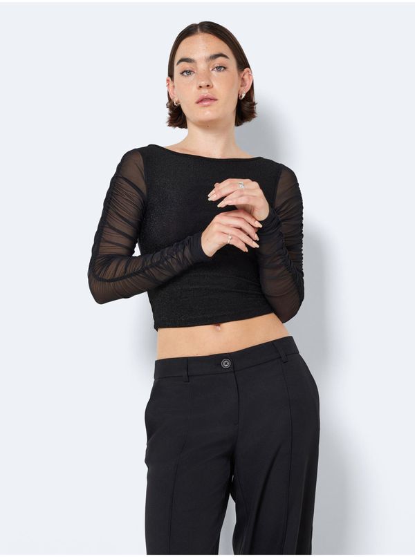 BLACK WOMEN'S CROP TOP NOISY MAY LOUISE - WOMEN