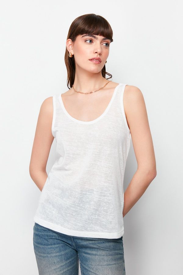 TRENDYOL ECRU RELAXED FIT POOL NECK BACK DETAILED KNITTED BLOUSE