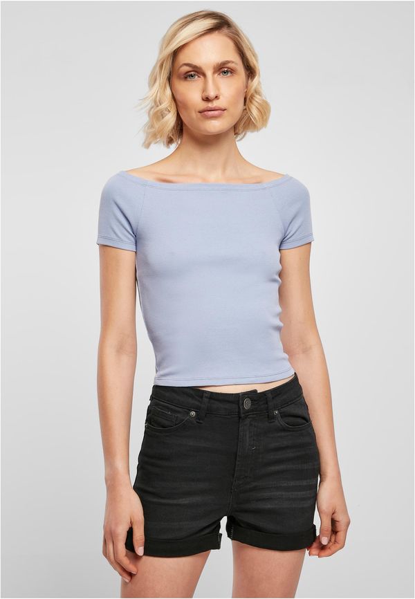 WOMEN'S T-SHIRT OFF SHOULDER RIB VIOLABLUE