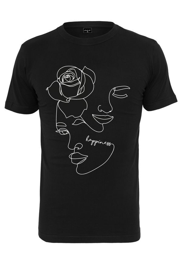 WOMEN'S BLACK T-SHIRT ONE LINE ROSE