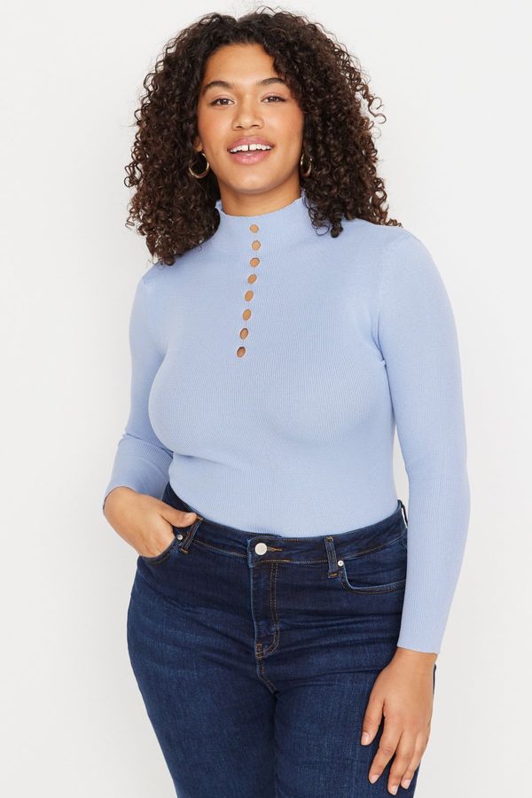 TRENDYOL CURVE BLUE HIGH NECK KNITWEAR BLOUSE