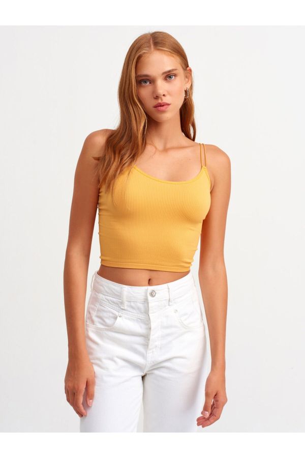 DILVIN WOMEN'S ORANGE ELASTIC CROP TOP - ORANGE