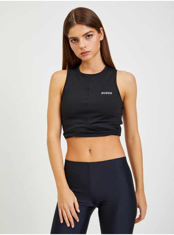 BLACK WOMENS SPORTS CROP TOP GUESS COLINE - WOMEN