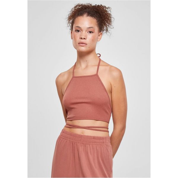 LADIES RIB TRAPEZE CROPPED TOP TERRACOTTA