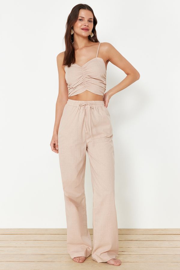 TRENDYOL MINK WOVEN BLOUSE TROUSERS SET