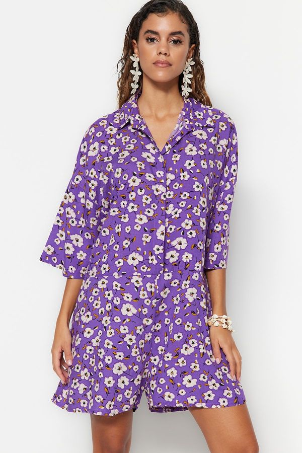 TRENDYOL FLORAL PATTERNED WOVEN JUMPSUIT