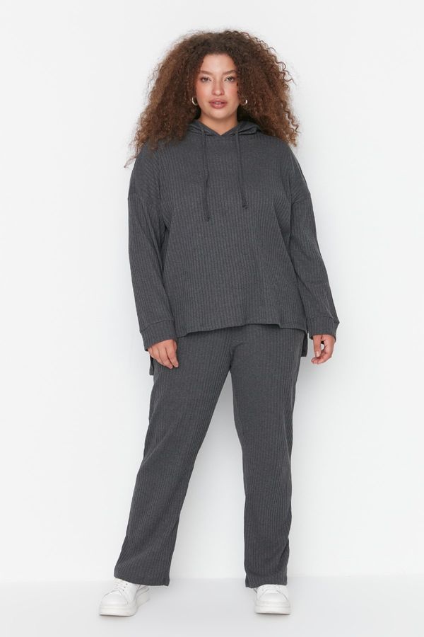 TRENDYOL CURVE ANTHRACITE KNITTED TOP-UPPER SET