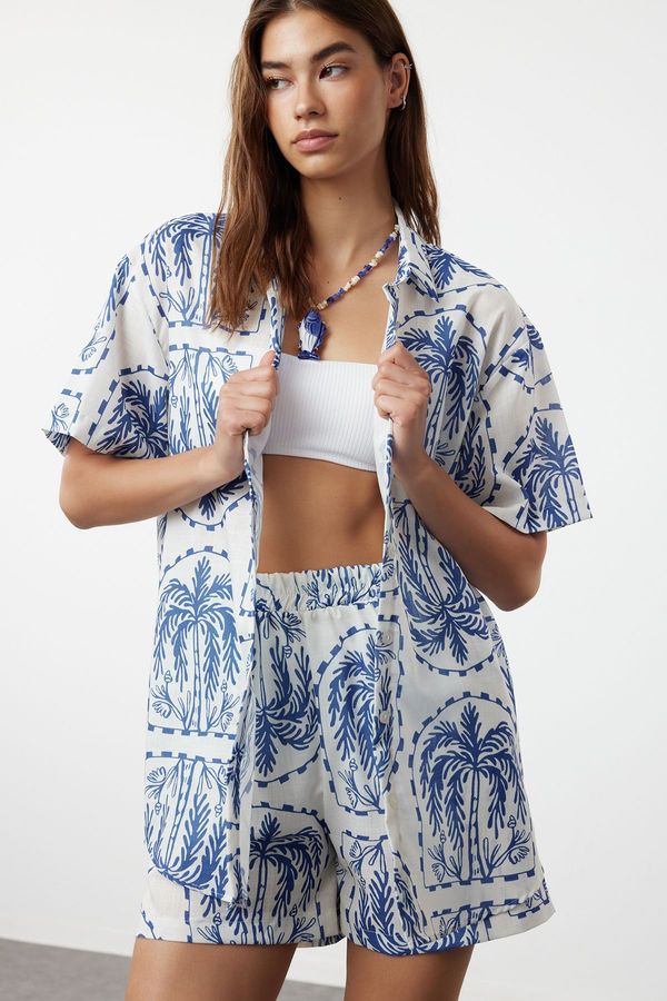 TRENDYOL BLUE-MULTICOLOR ETHNIC WOVEN 100% POLYESTER