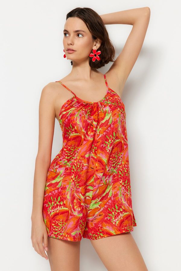 TRENDYOL FLORAL PRINT, WIDE FIT, WOVEN 100% COTTON OVERALLS