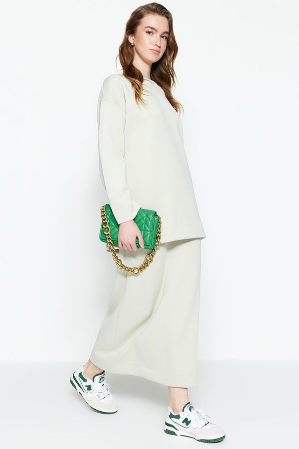 TRENDYOL MINK SCUBA TUNIC-SKIRT KNITTED SET