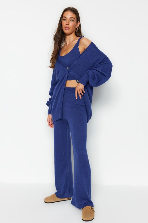 TRENDYOL NAVY WIDE MOLD KNITWEAR BOTTOM-TOP SET