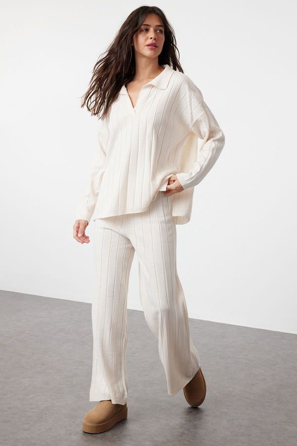 TRENDYOL STONE OVERSIZE KNITWEAR BOTTOM-TOP SET