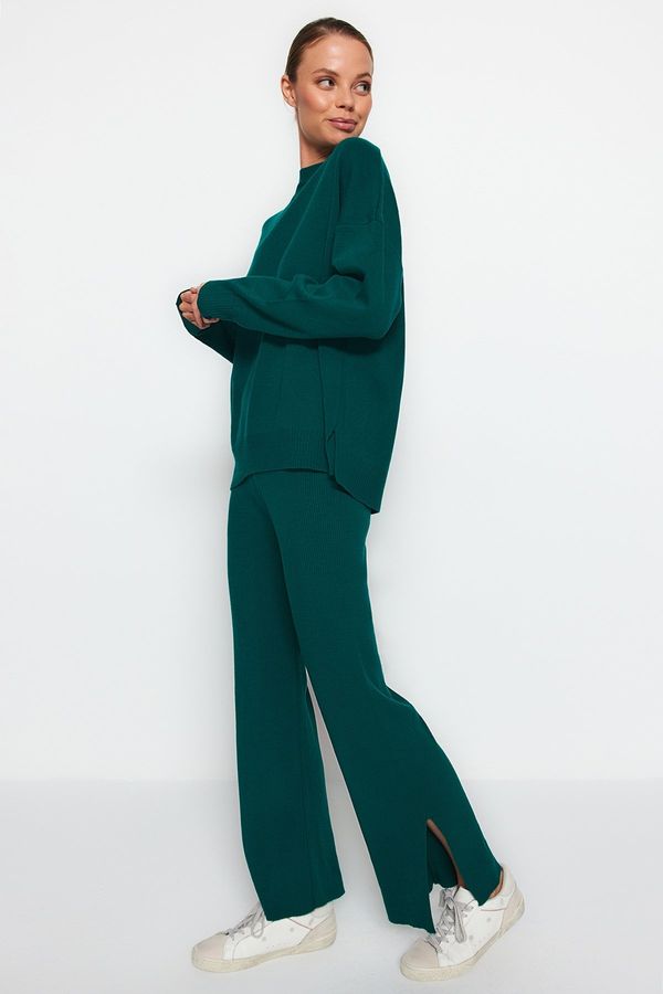 TRENDYOL EMERALD GREEN WIDE FIT, KNITWEAR TOP AND BOTTOM SET WITH BASIC PANTS