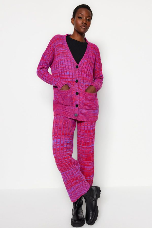 TRENDYOL GRADIENT KNITWEAR BOTTOM-TOP SUIT WITH PURPLE PANTS