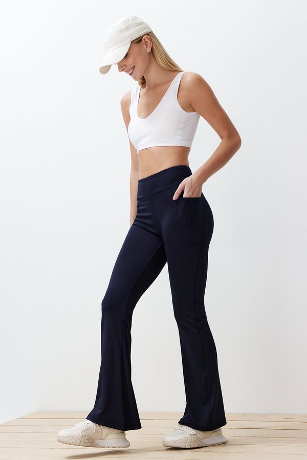 TRENDYOL NAVY BLUE SCUBA/DIVING FABRIC RELAXED FIT FLARE KNITTED SPORTS SWEATPANTS