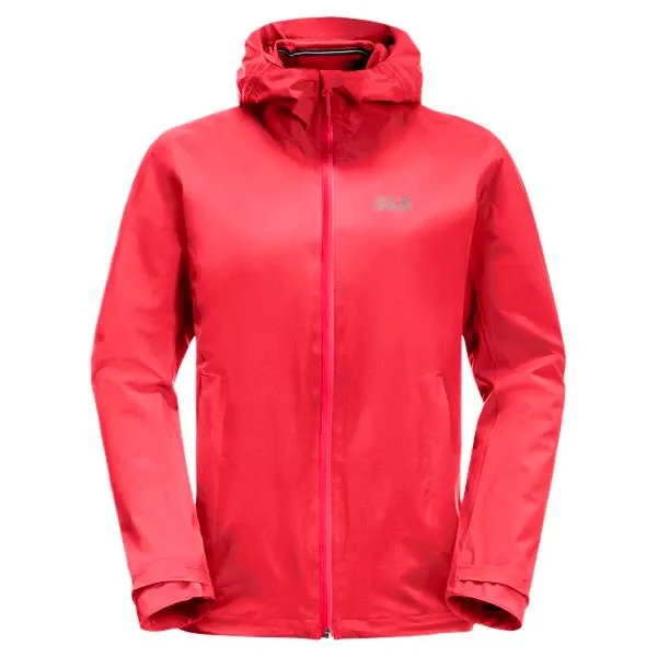 WOMEN'S JACKET JACK WOLFSKIN PACK & GO SHELL TULIP RED