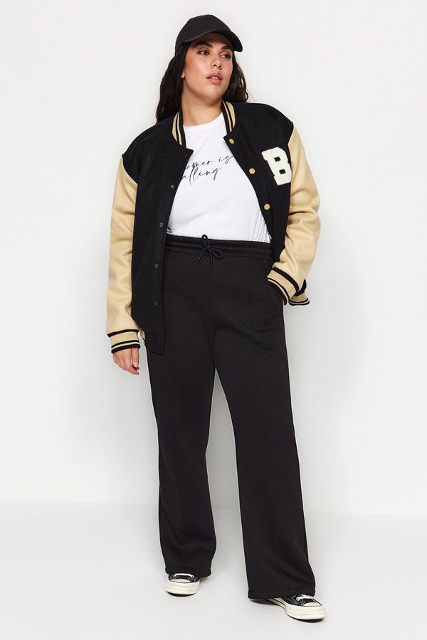 TRENDYOL CURVE BLACK THICK FLEECE LINED KNITTED SWEATPANTS