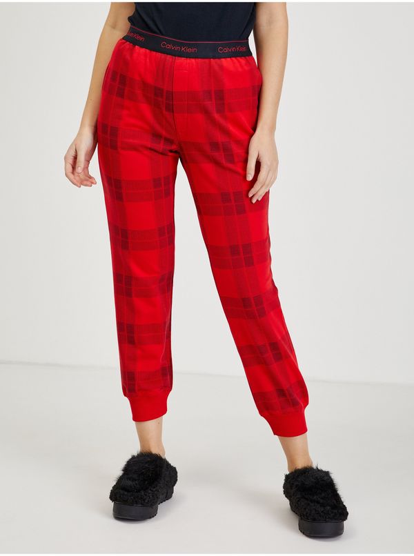 CALVIN KLEIN JEANS RED CHECKERED SWEATPANTS - WOMEN