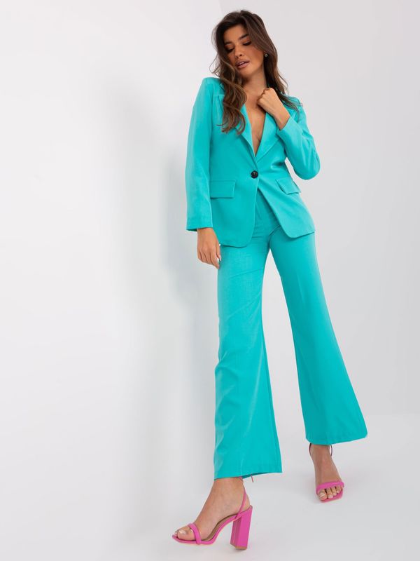 TURQUOISE ELEGANT BLAZER WITH BUTTON CLOSURE