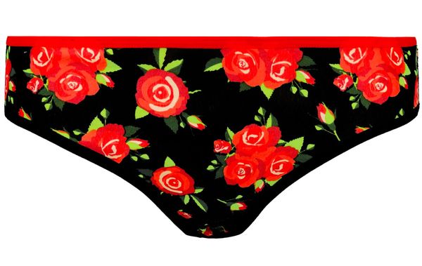 WOMEN'S PANTIES FROGIES BLACK RED ROSE