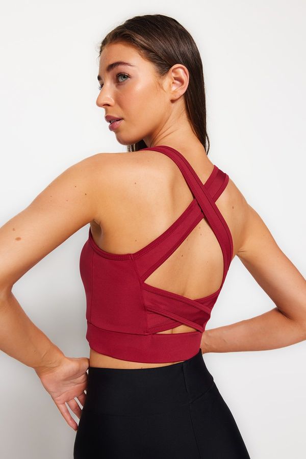 TRENDYOL MAGENTA SUPPORT/SHAPING BACK DETAIL SQUARE NECK KNITTED SPORTS BRA
