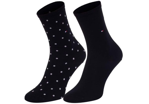 TOMMY HILFIGER SOCKS - TOMMY HILFIGE DOT 2 PACK BLACK