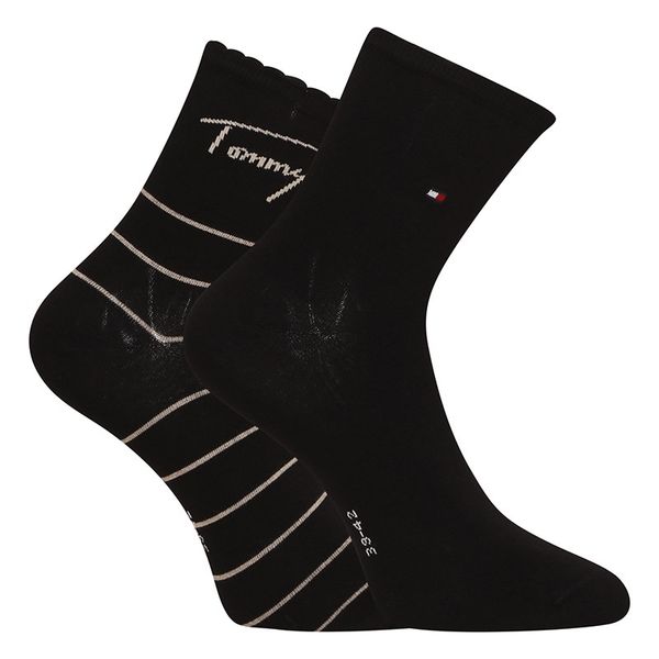 TOMMY HILFIGER SOCKS - TH WOMEN SHORT SOCK 2P TOMMY BRETON STRIPE BLACK