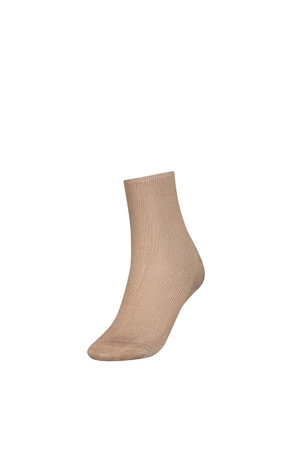 TOMMY HILFIGER SOCKS - TH WOMEN SHORT SOCK 1P SMALL RIB BEIGE