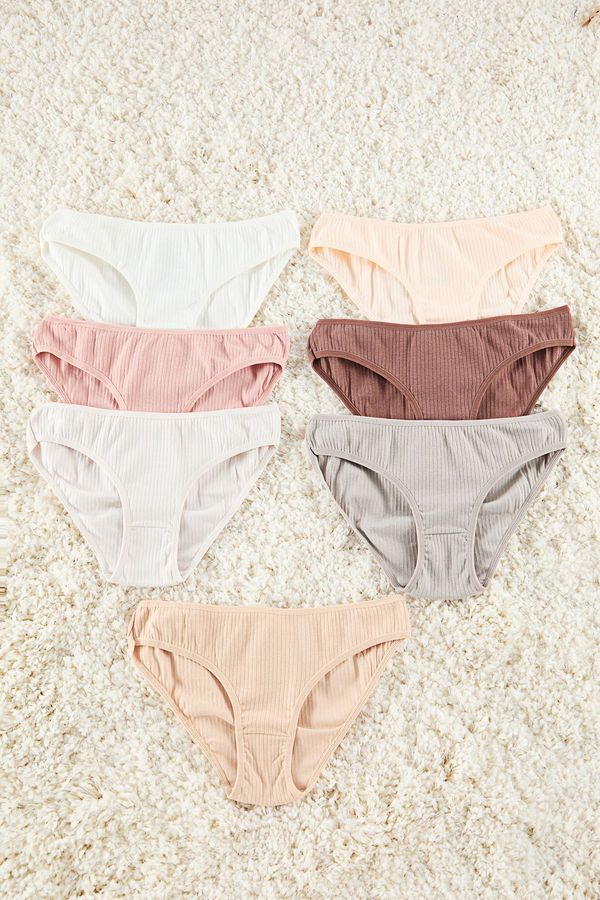 TRENDYOL BLACK-WHITE-SKIN 5-PACK JERSEY PLAIN SLIP PANTIES