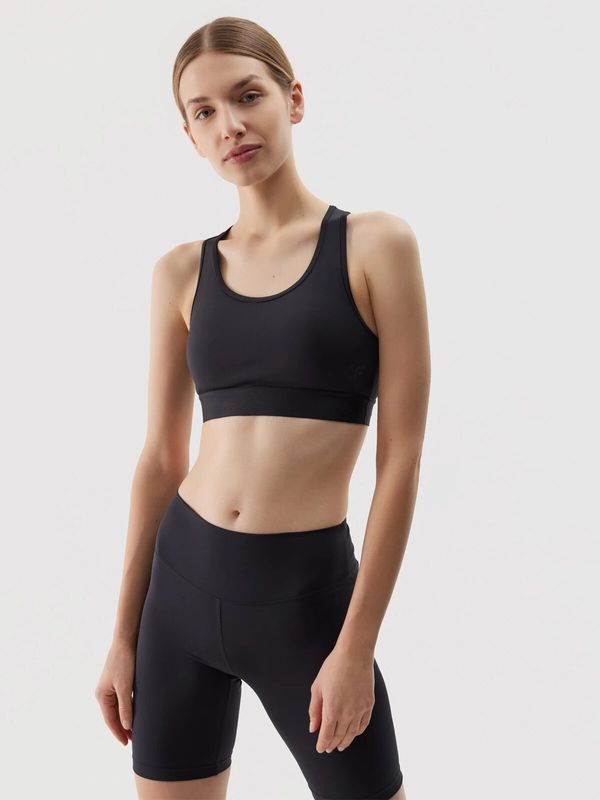 WOMEN'S SPORTS BRA WITH LOW SUPPORT MADE OF 4F RECYCLED MATERIALS - BLACK