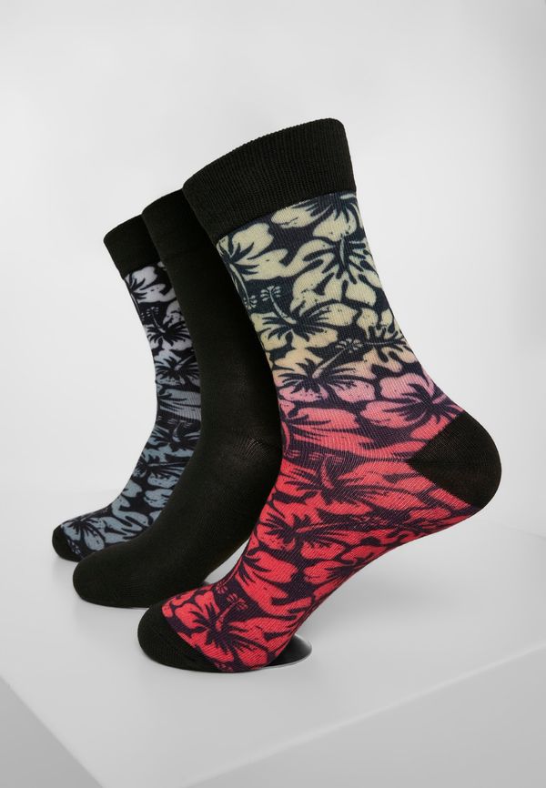 FLORAL SOCKS 3-PACK BLACK/GREY/RED