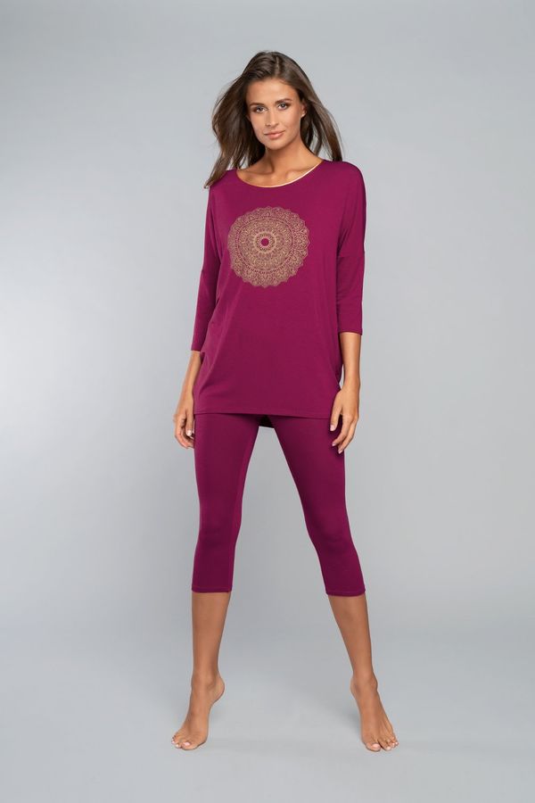 PYJAMAS MANDALA 3/4 SLEEVE, 3/4 LEG - WINE