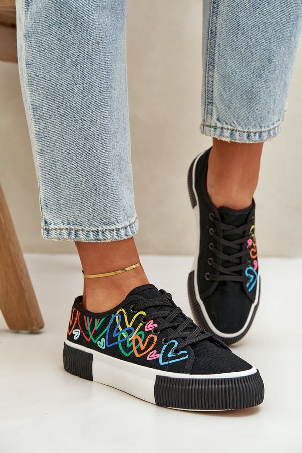 PM1 LADIES SNEAKERS HEARTS BLACK FONIREA