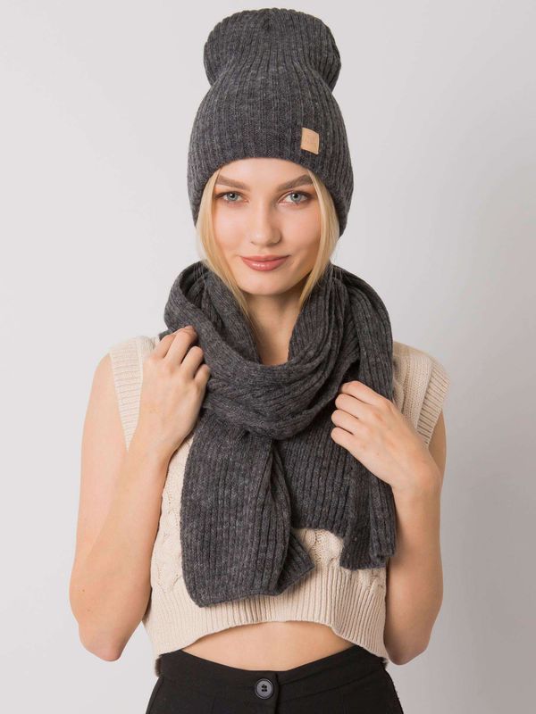 DARK GREY WINTER SET, HAT AND SCARF RUE PARIS